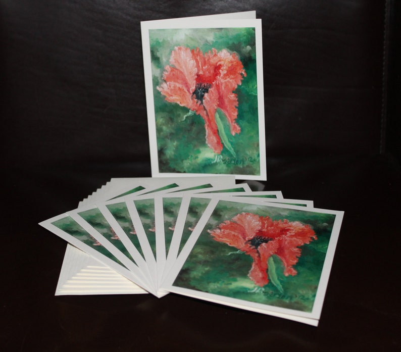 Cards Orange Poppy Pack of 8 With Envelopes Story Insert - Etsy