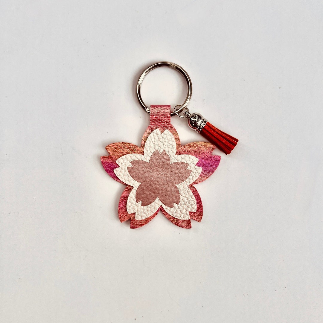 Key Chain, Key Fob, Flower, Faux Leather, Lanyard, Purse Tag, Bag Tag ...