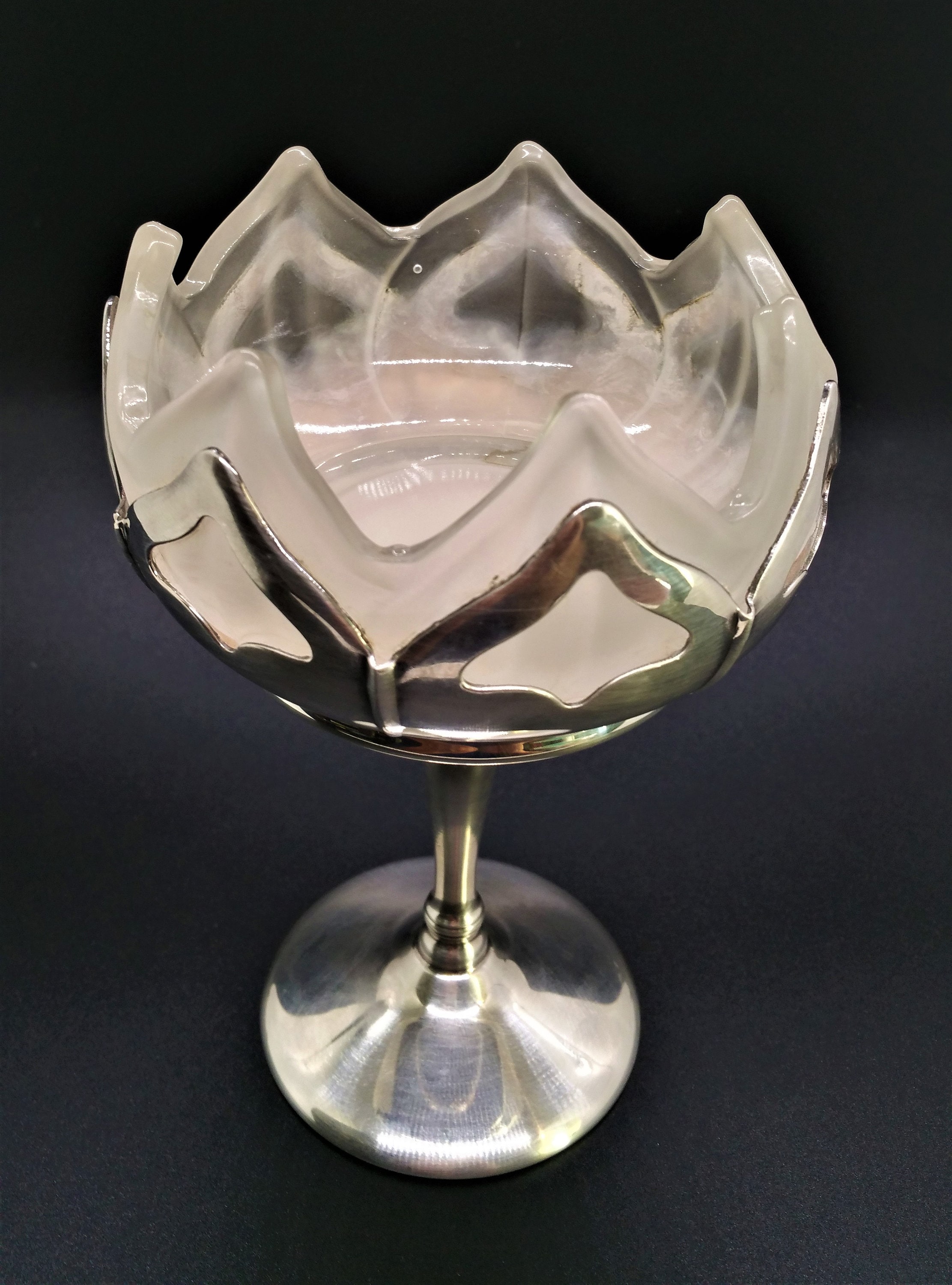 Farberware Footed Frosted Glass Open Bowl Compote, Candy Dish, Lotus ...