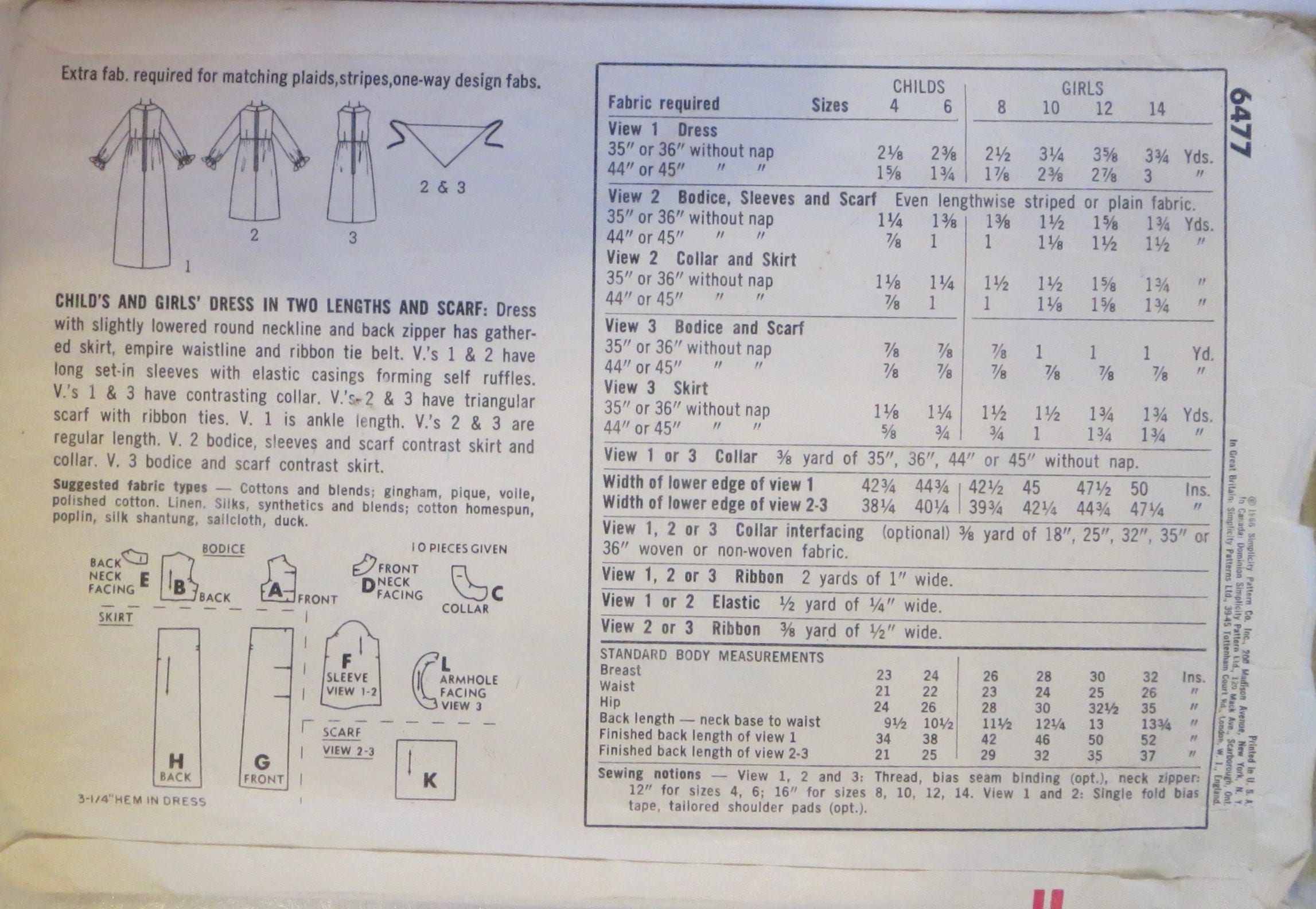 Girls Dresses Vintage Sewing Pattern Simplicity Size 8 - Etsy