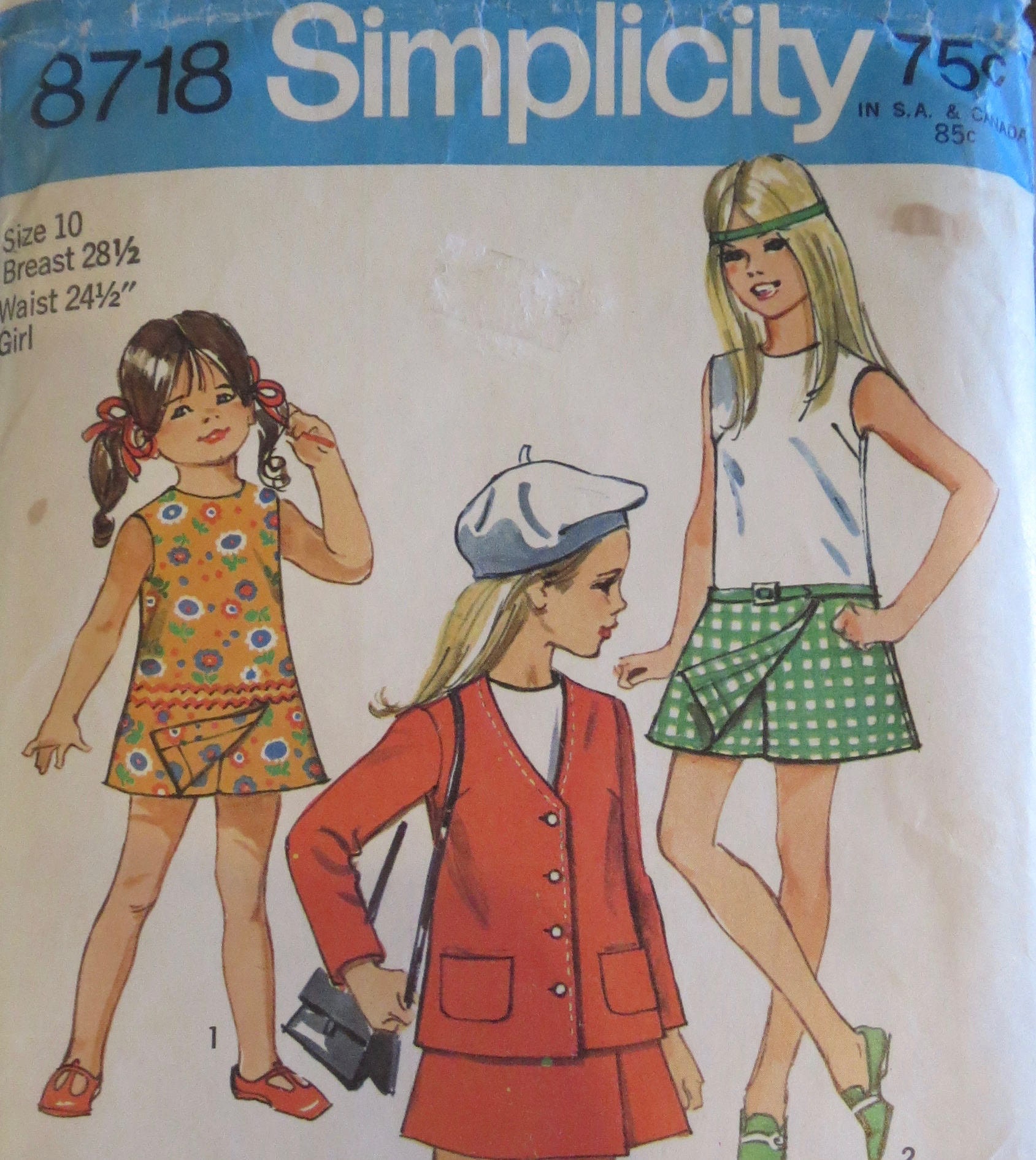 Girls, Clothes, Vintage Sewing Pattern, Simplicity, 1970, Pattern No ...