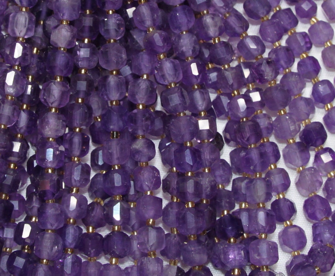10mm Amethyst Cube Faceted Large Hole Beads - Etsy