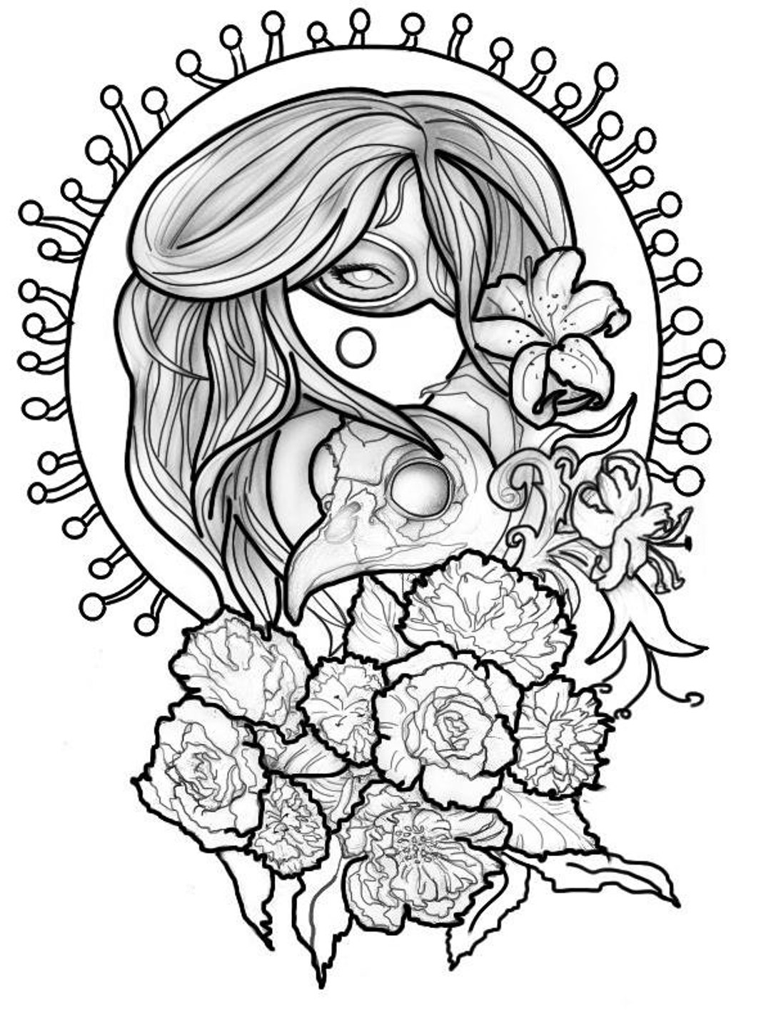 Gothic Nurse Coloring Page Original Art, Pencil, Pen and Digital ...