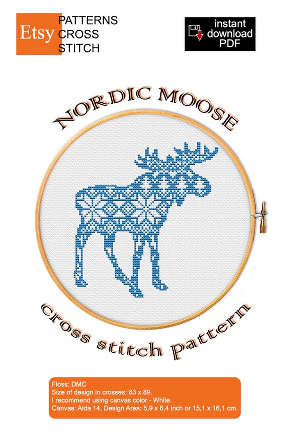 Christmas Moose Cross Stitch Pattern - Cross Stitch Patterns Christmas Moose Cross Stitch Pattern - Cross Stitch Patterns