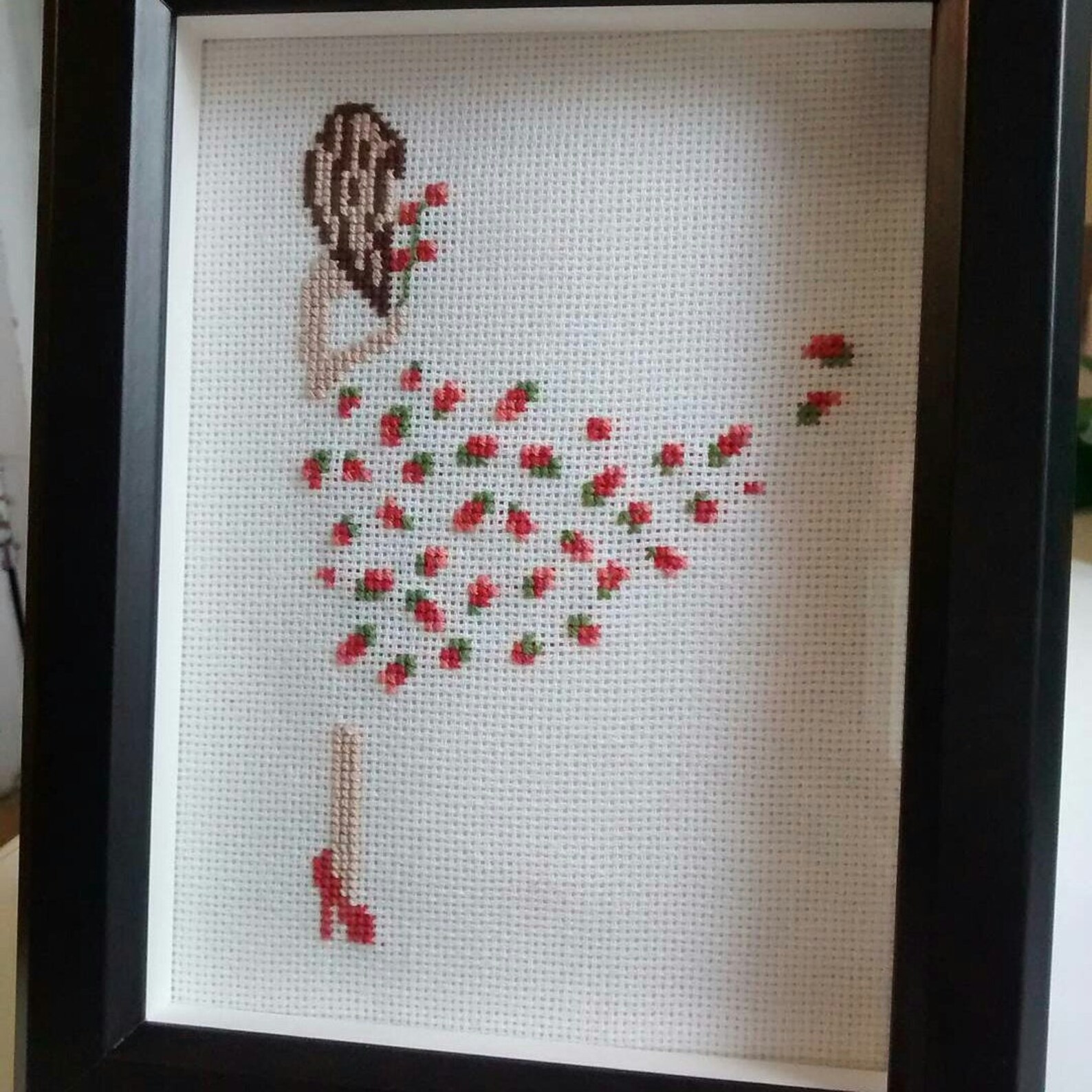 Girl in flowers dress cross stitch pattern modern cross | Etsy