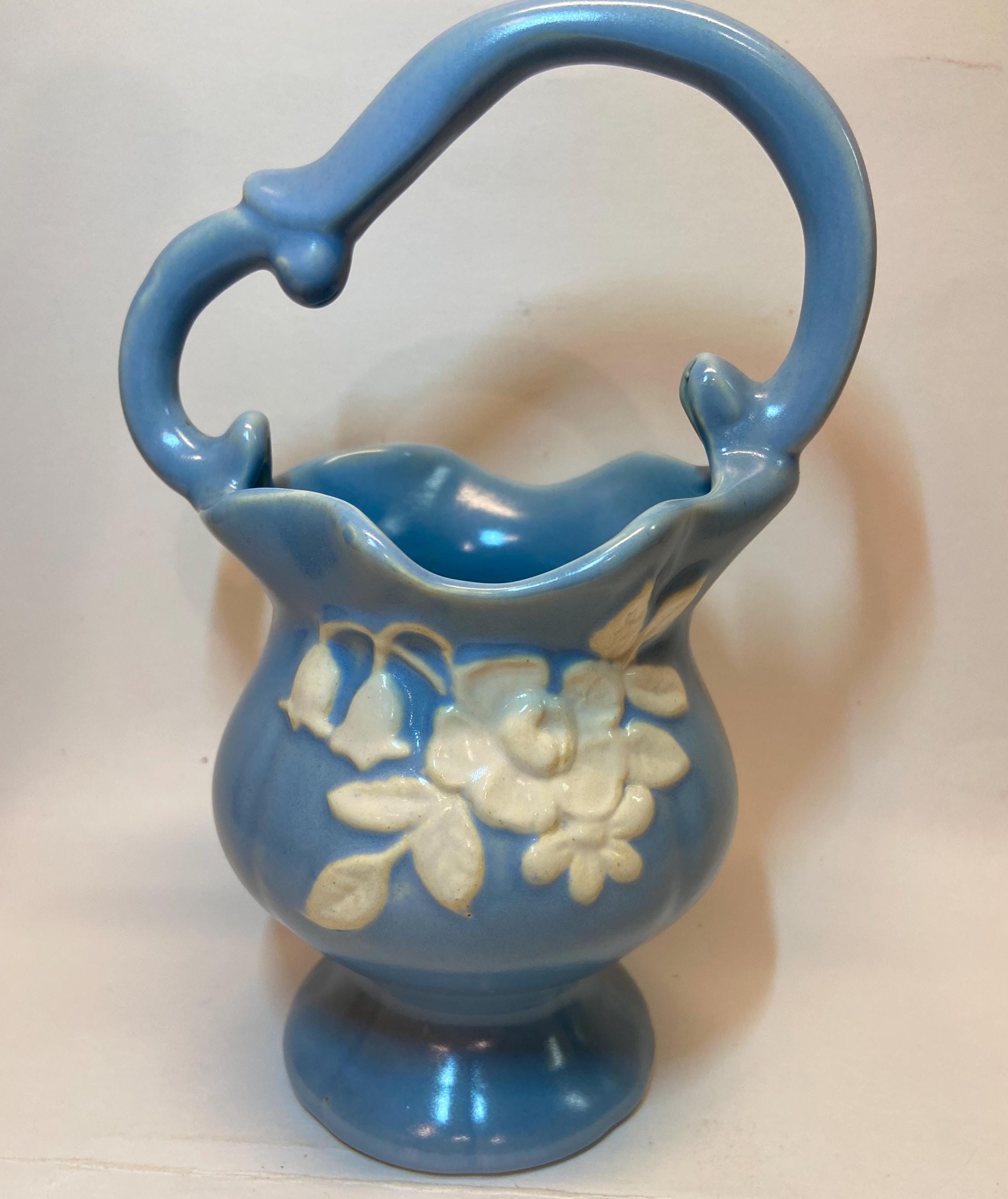 Art Deco 1930s Vintage Weller Blue Pottery Basket - Etsy