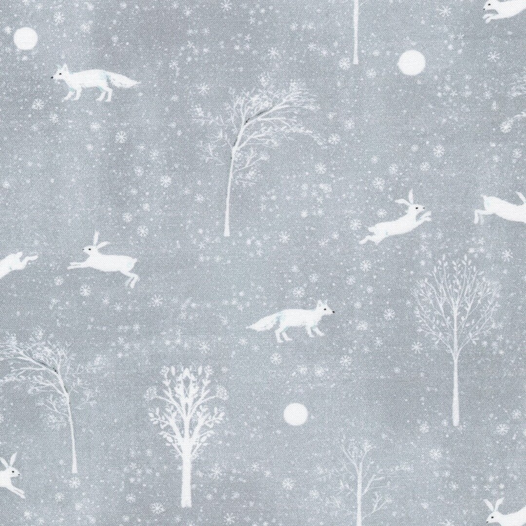 Snowy Fable by Samantha Neville for Robert Kaufman Snow Frolic in Grey ...