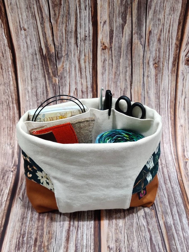 Small Knitting Bag. Simple Project Wristlet Bag With Pocket. Handmade ...