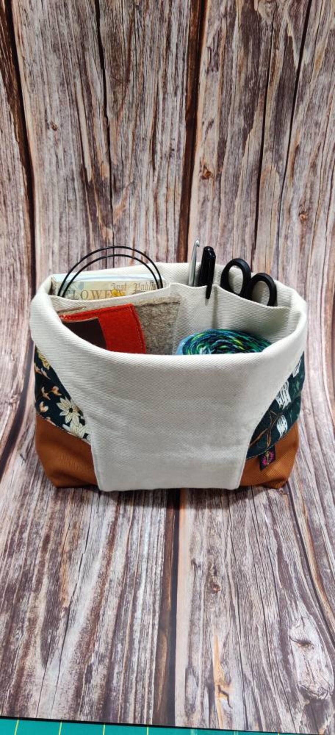Small Knitting Bag. Simple Project Wristlet Bag With Pocket. Handmade ...