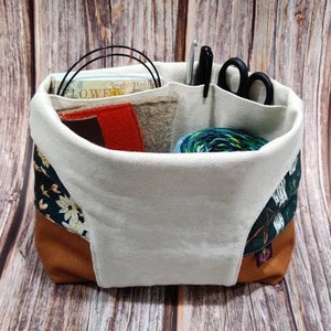Small Knitting Bag. Simple Project Wristlet Bag With Pocket. Handmade ...