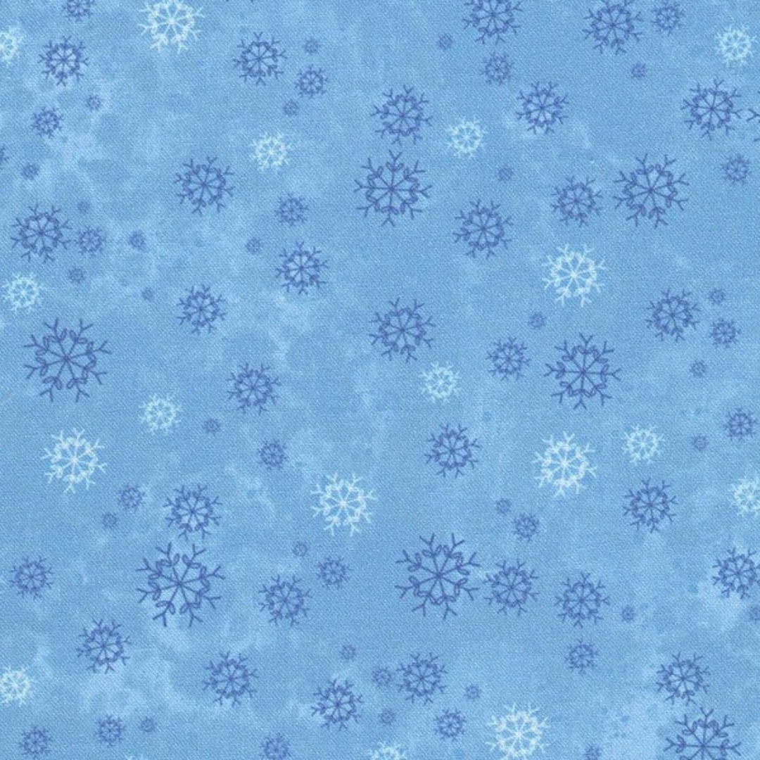 Snowy Fable by Samantha Neville for Robert Kaufman Snowflakes in Blue ...