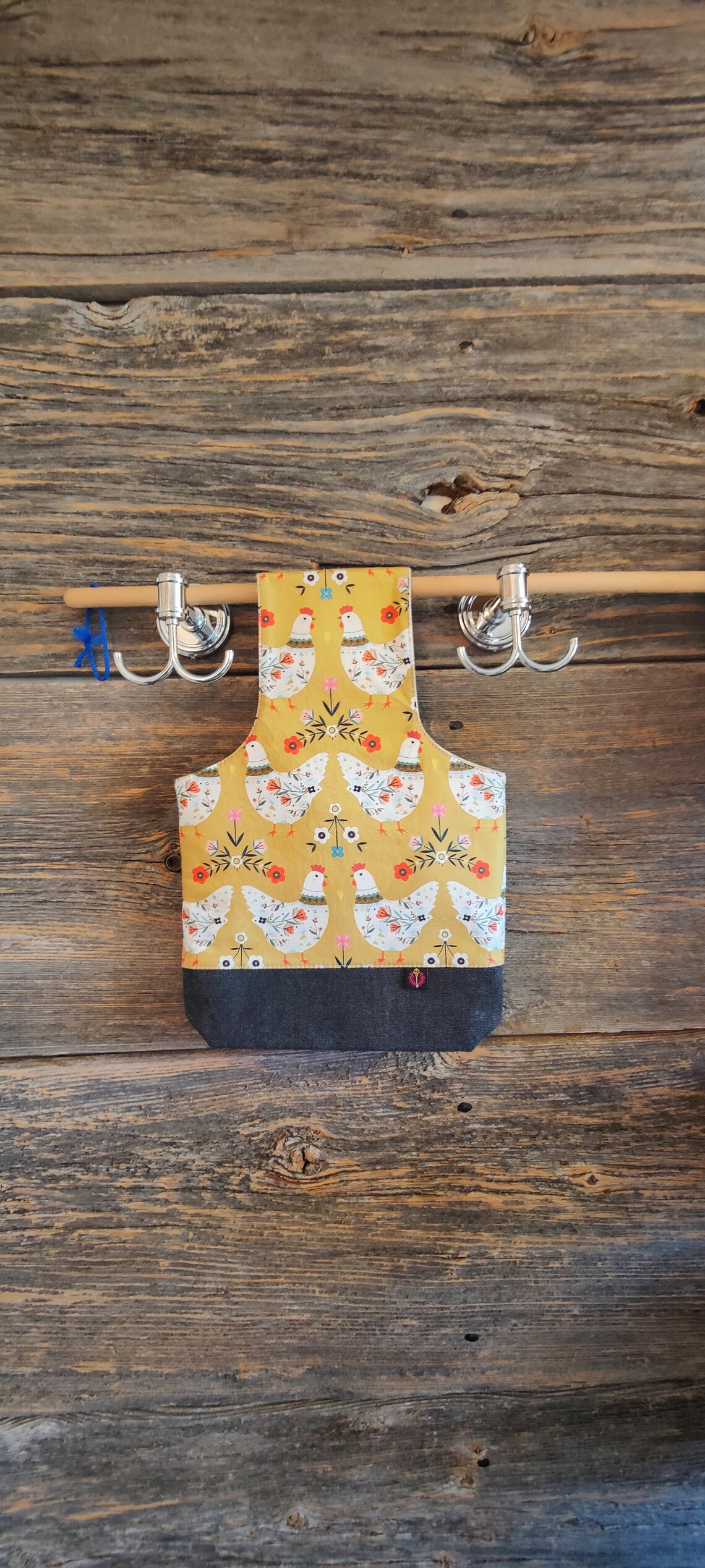 Small Knitting Bag. Simple Project Wristlet Bag With Pocket. Handmade ...
