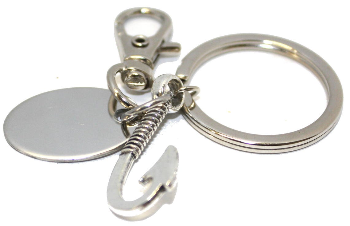 Engraved / Personalised Metal Fishing Hook Keyring in Gift - Etsy