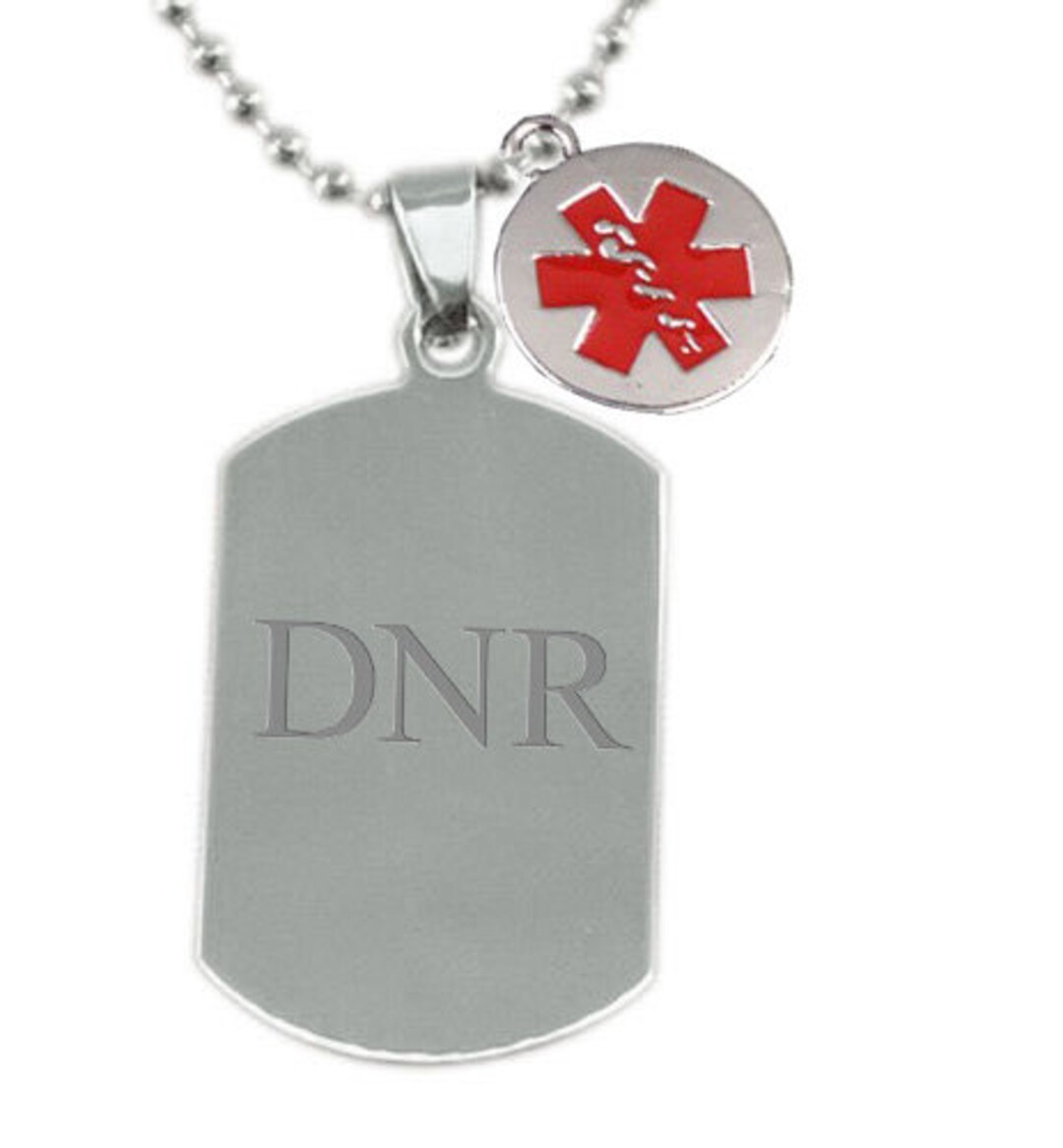 Customised Engraved Medical Alert DNR Medical Charm Mirror Finish Dog ...