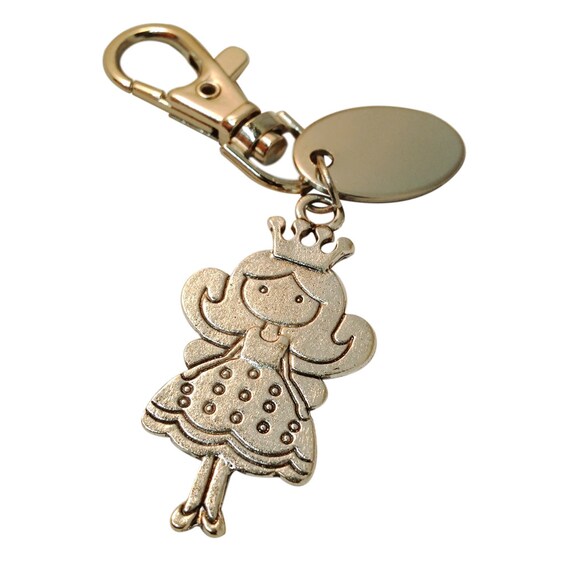 Little Girl Dressed as a Princess Keyring Custom Engraved - Etsy