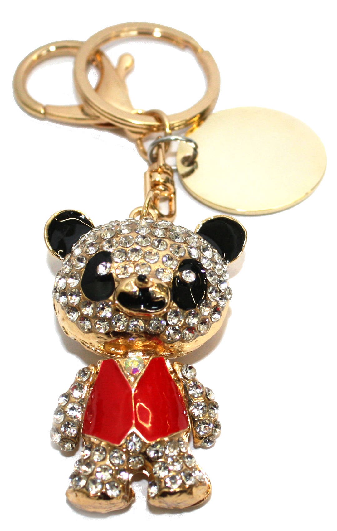 Engraved Personalised Sparkles Panda in a Waistcoat Keyring - Etsy