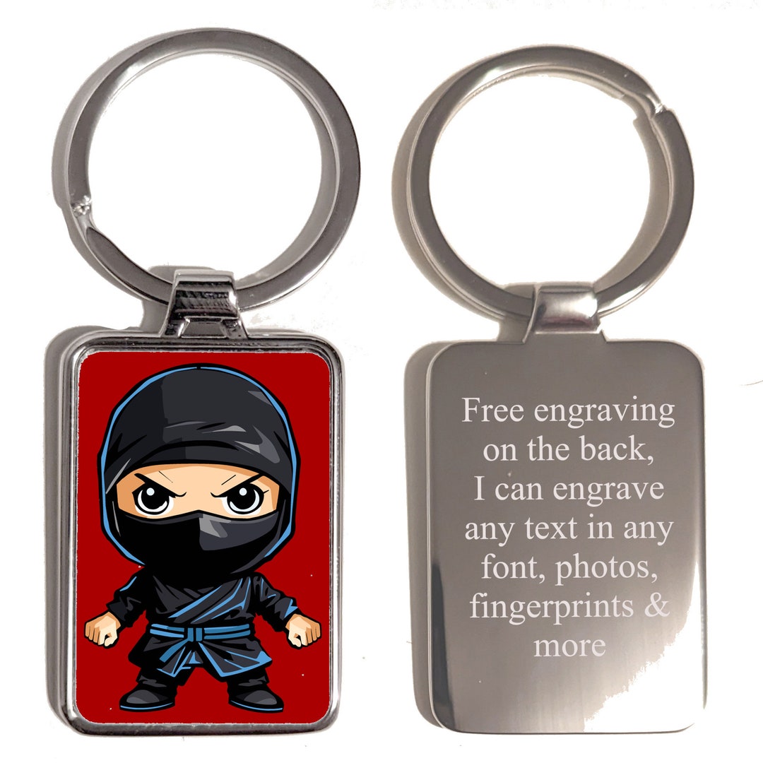 Ninja Personalised Engraved Keyring in Gift Pouch - Etsy