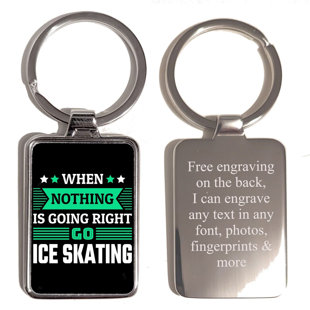 Ice Skating Personalised Engraved Keyring in Gift Pouch - Etsy