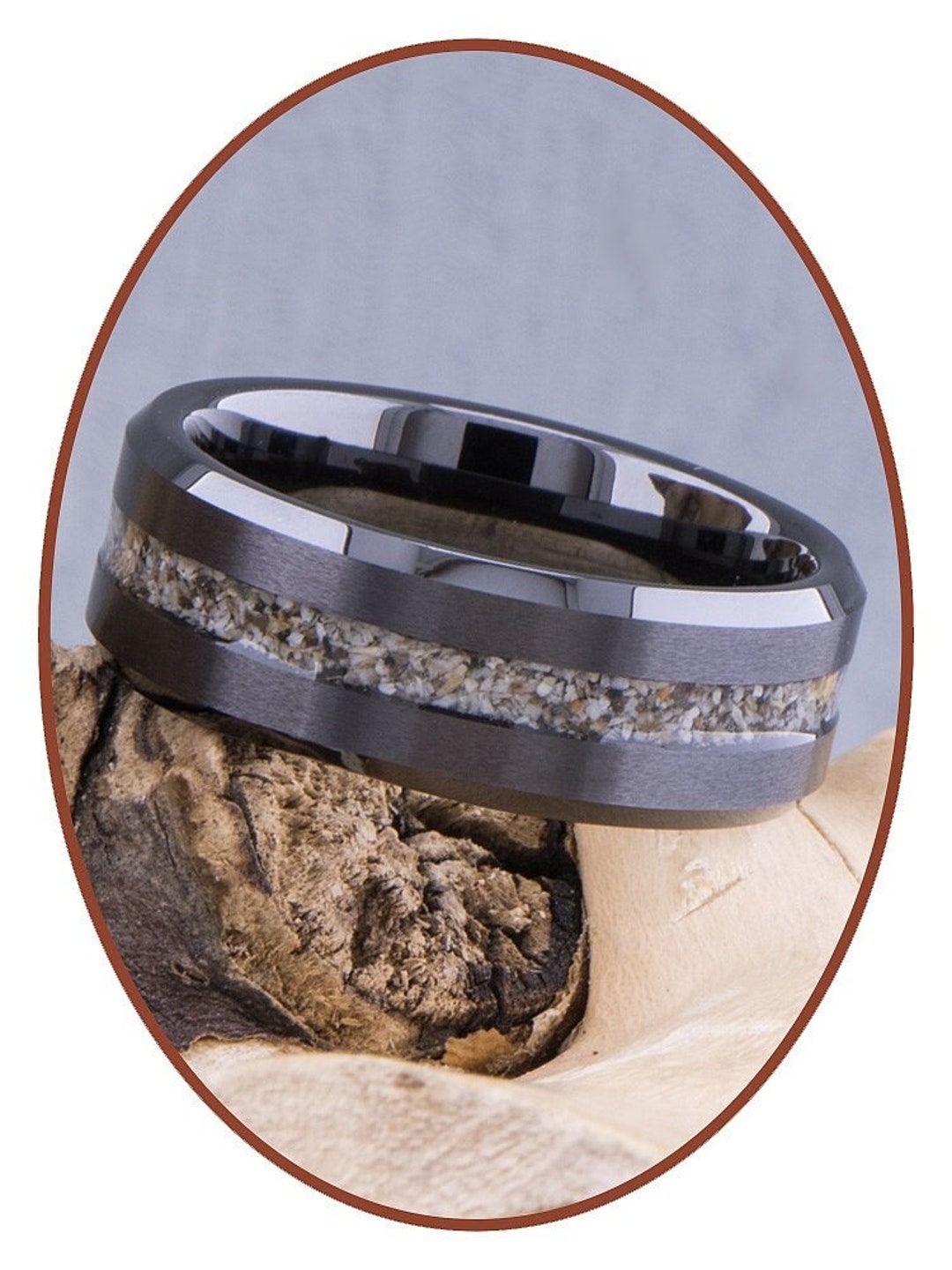 8mm - Cremation Memorial Ring - Tungsten Carbide Satin Black - Ashes ...