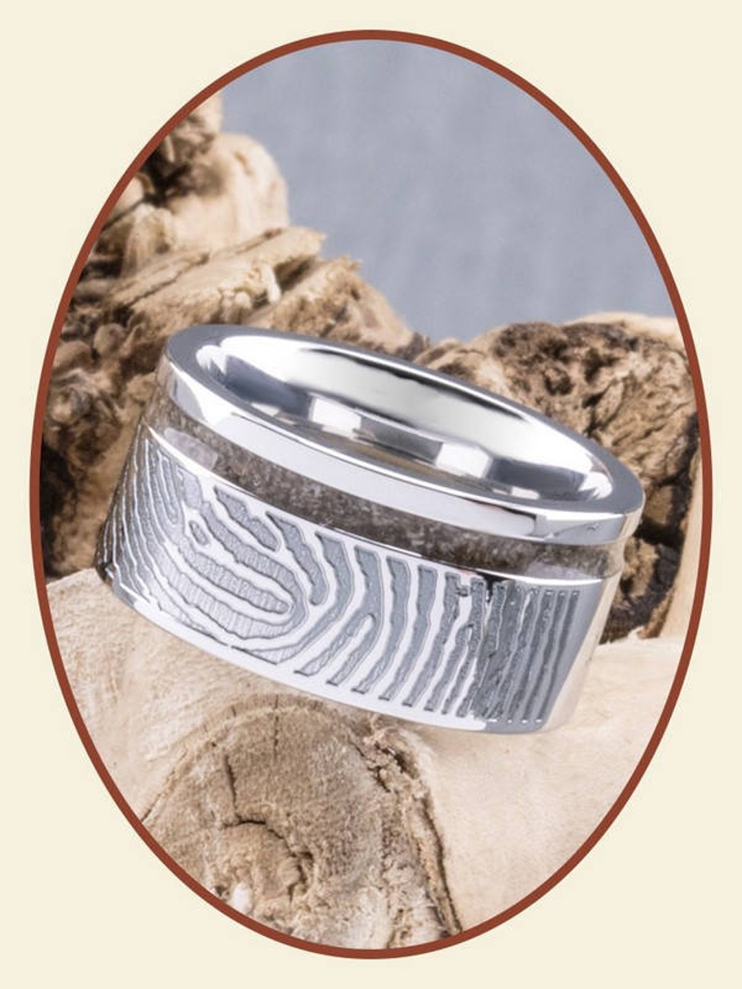 Silver Chrome Engravable Visible Pet Ash Cremation Jewelry Ring Width ...