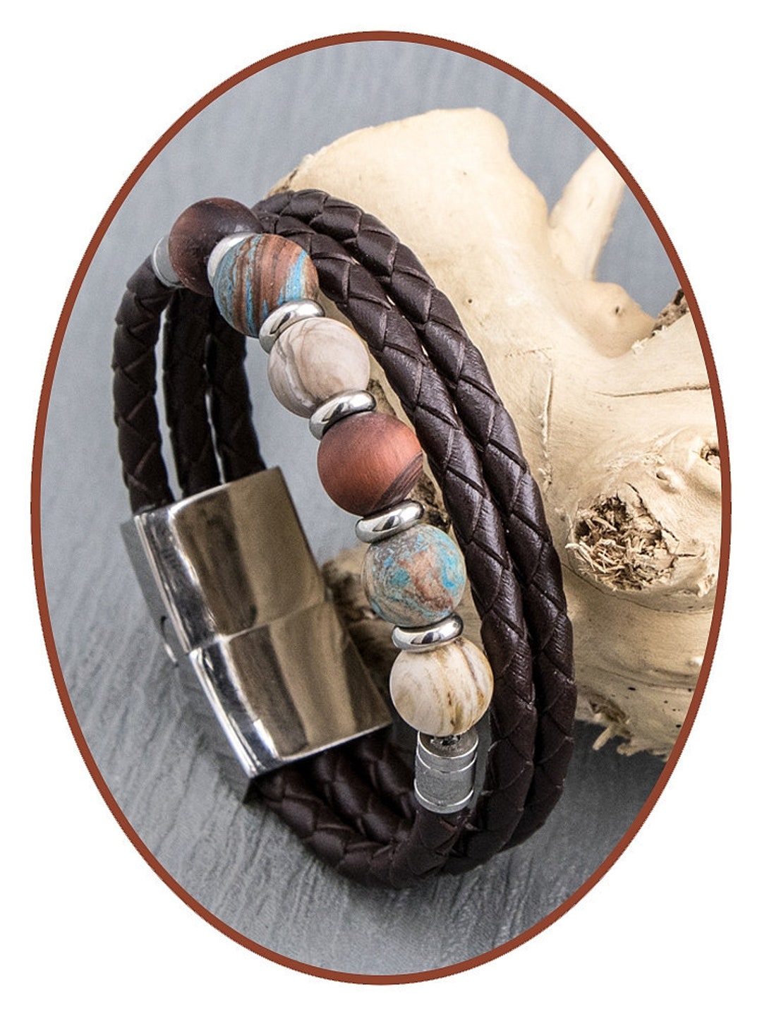 Memorial Jewelry - Ashes Bracelet - Stainless Steel - Leather ...