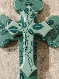 Green Leaves Stacked Cross - Etsy