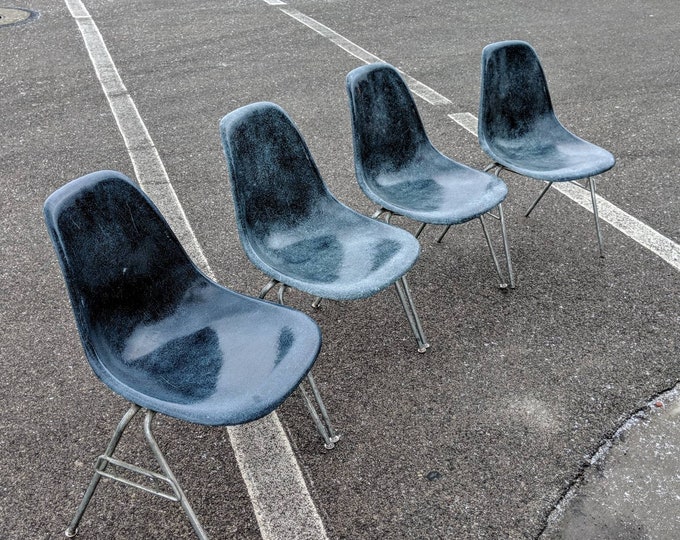 Herman Miller Navy Blue Stackable Shell Chairs. 4 All in Great Vintage ...