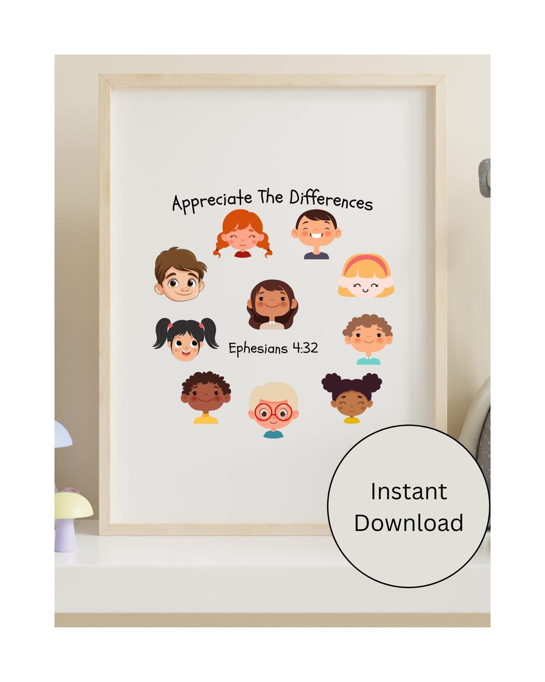 Diverse Kids Wall Art Little Kids Cartoon Kids Wall Art Cute Kids Wall ...