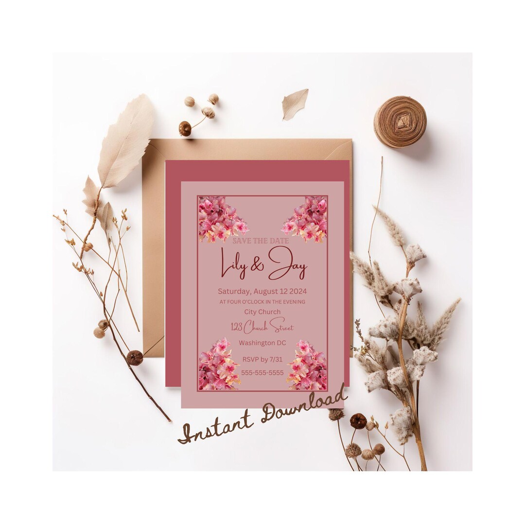 Pink Floral Any Occasion Invitation Wedding Invitation Birthday Party ...