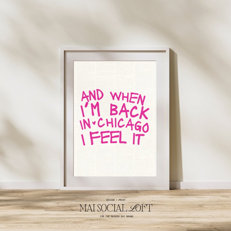 AESTHETIC CHICAGO PRINT | Typography Digital Print | When I'm Back in ...