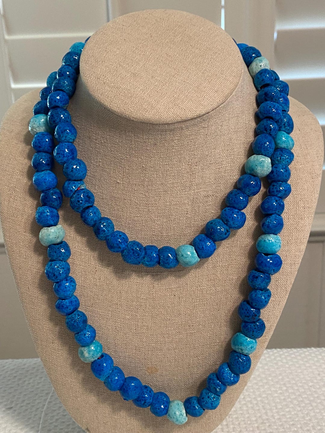 Vintage Persian Blue Donkey Beads Necklace - Etsy