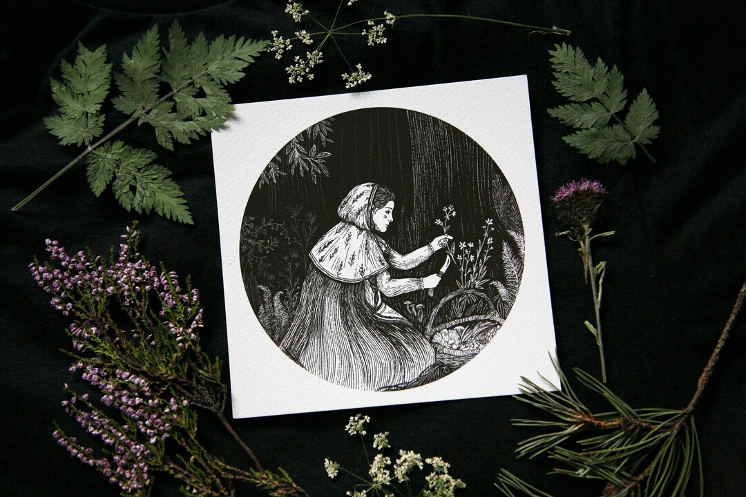 Forager Digital Print Medieval Witch Shaman Magic Crone Plant Lore ...