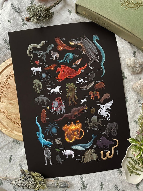 A Tolkien Bestiary Art Print Selected Beasts From - Etsy