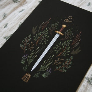 Beowulf's Sword Saxon Sword Art Print Botanical Print Inspired by ...