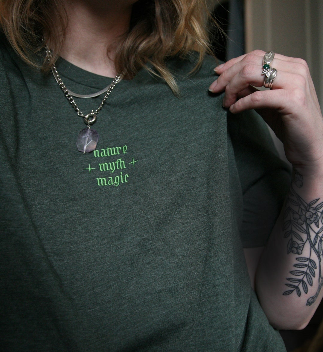 Nature Myth Magic Embroidered Unisex T-shirt - Thistle Moon Tee ...