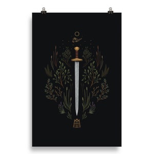 Beowulf's Sword - Saxon Sword Art Print - Botanical Print - Inspired by ...