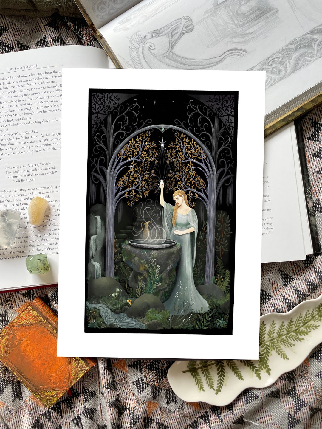 Elf Queen Print - Galadriel - Mirror of Galadriel - Lothlorien - Witchy ...