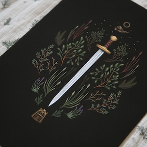 Beowulf's Sword - Saxon Sword Art Print - Botanical Print - Inspired by ...