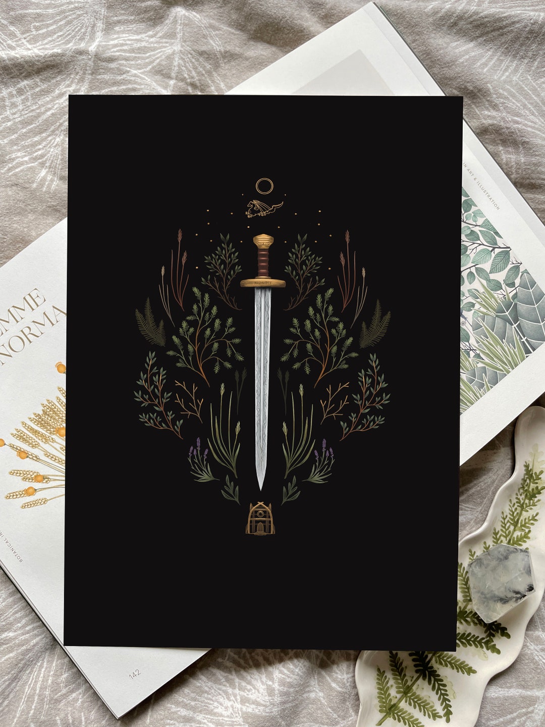 Beowulf's Sword - Saxon Sword Art Print - Botanical Print - Inspired by ...