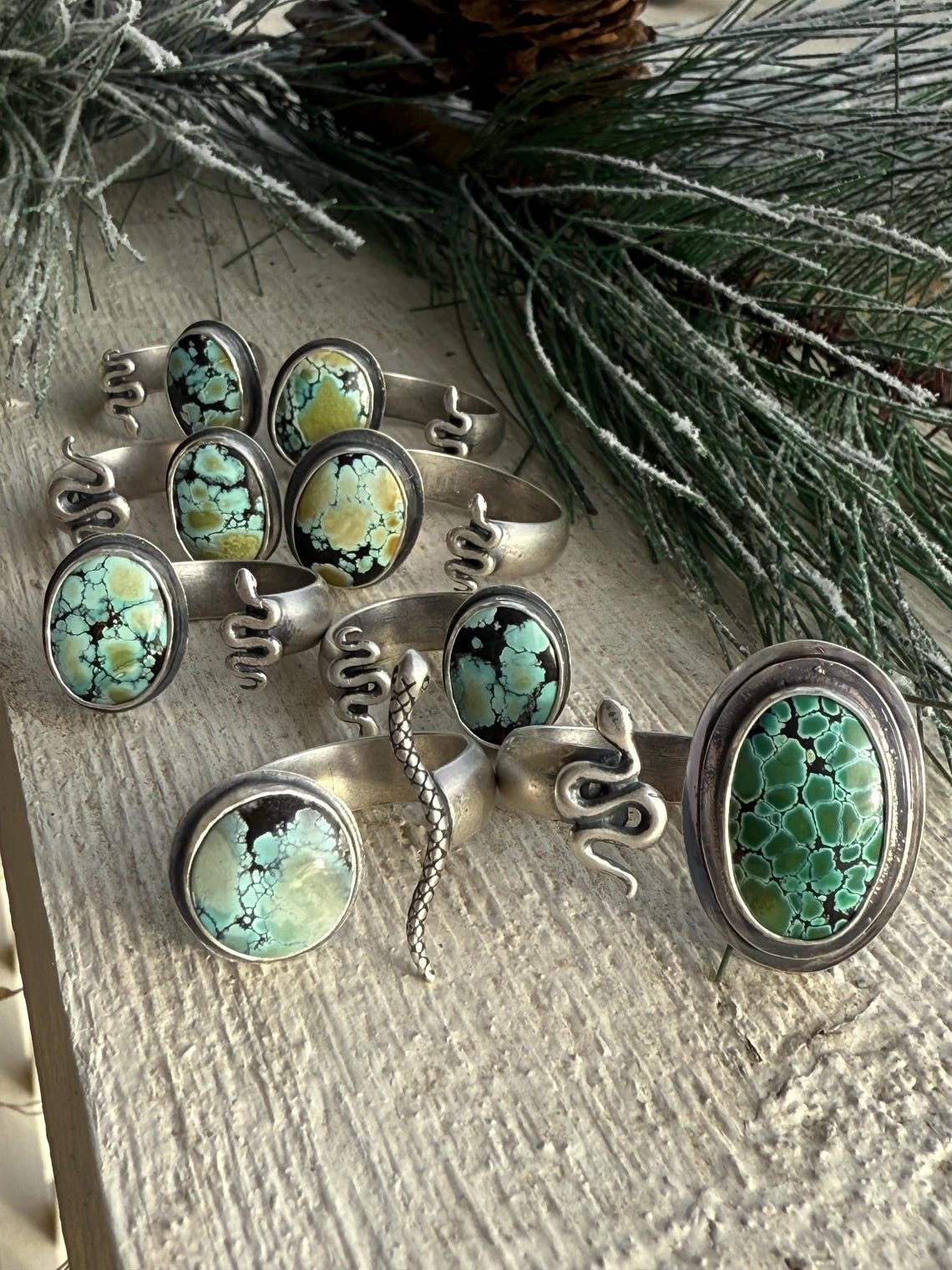 Giraffe Turquoise and Snake Open Concept Adjustable Ring - Etsy