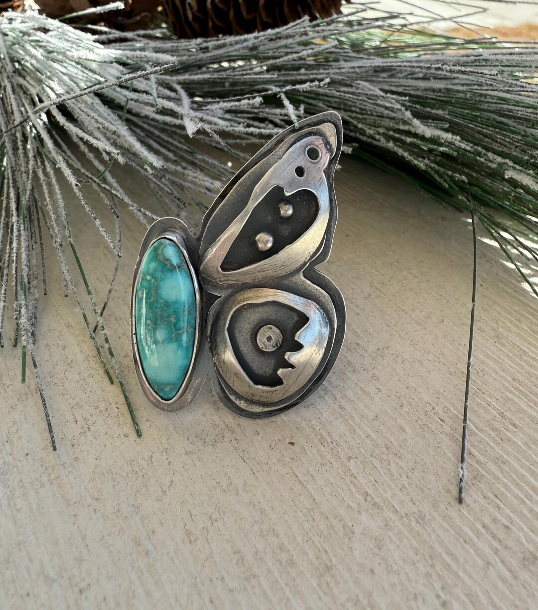 White Water Turquoise Butterfly Wing Ring - Etsy