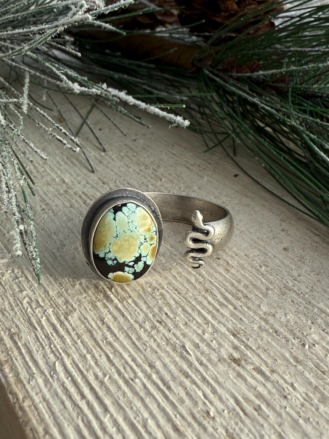 Giraffe Turquoise and Snake Open Concept Adjustable Ring - Etsy