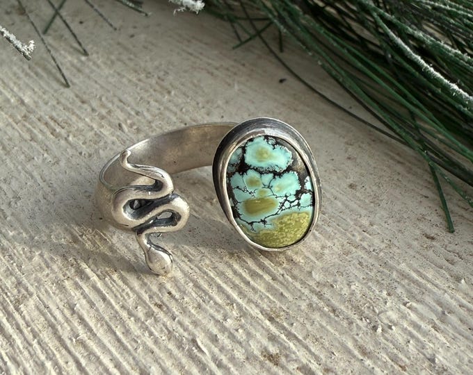 Giraffe Turquoise and Snake Open Concept Adjustable Ring - Etsy