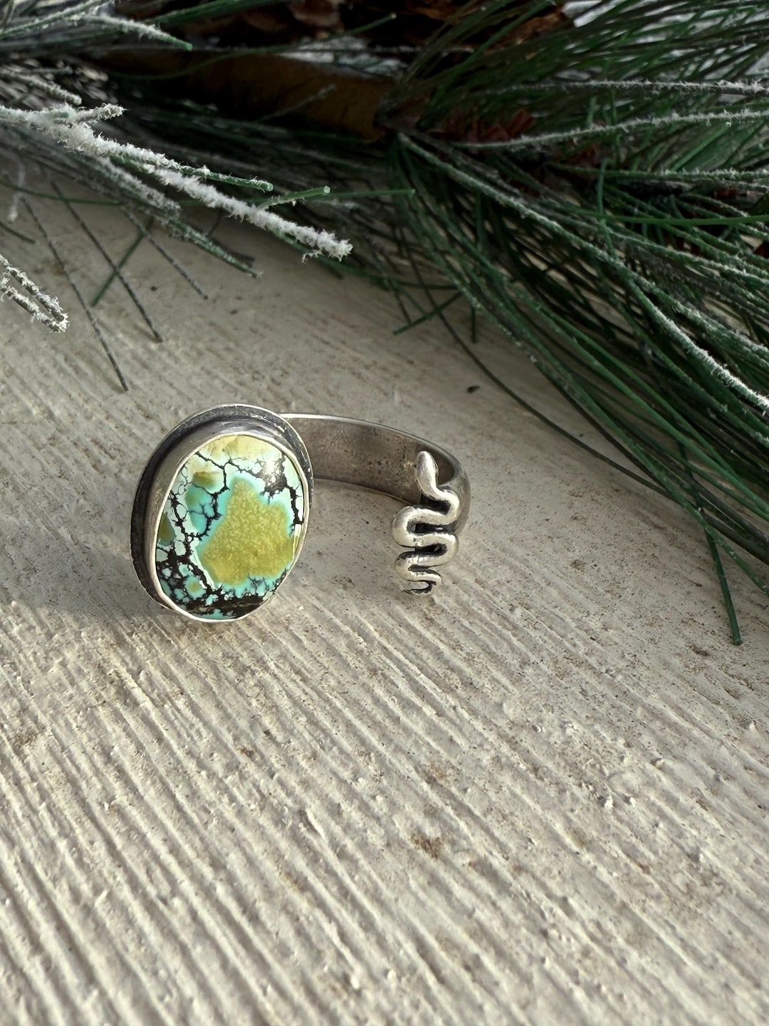 Giraffe Turquoise and Snake Open Concept Adjustable Ring - Etsy