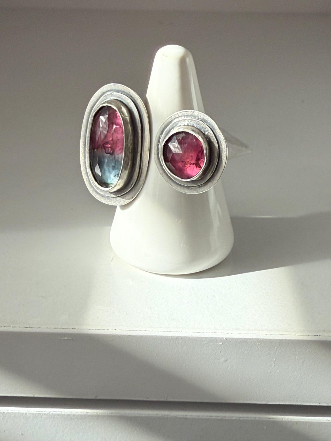 Pink and Purple Tourmaline Open Concept Ring - Etsy