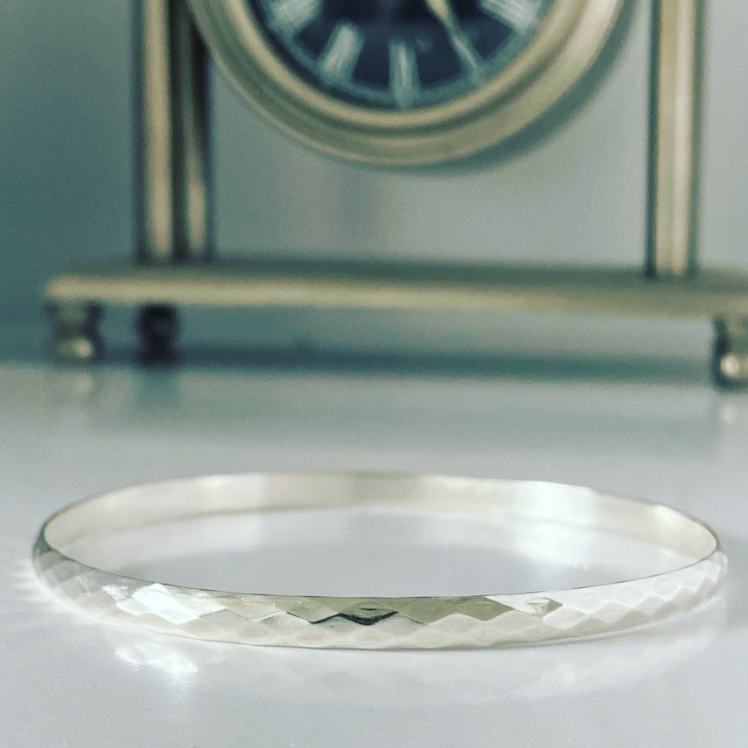 Silver Diamond Print Bangle - Choose Your Size! - Etsy