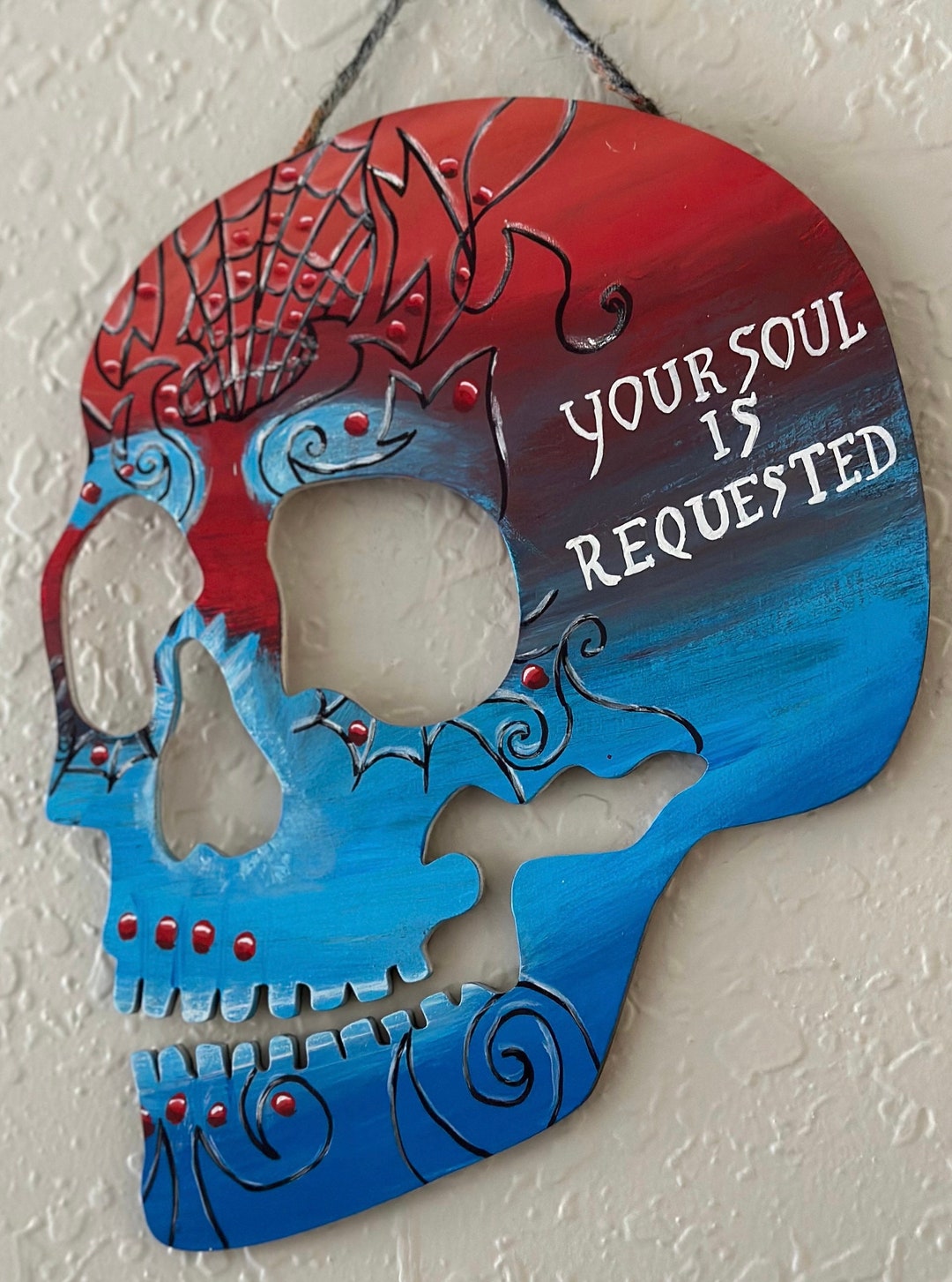 Hand Painted Wooden Skull Sign Horror Nights Inspired Artwork - Etsy