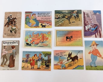 Vintage 1940's Comical Postcards Lot of 11 Racy Cartoon Novelty Comic ...