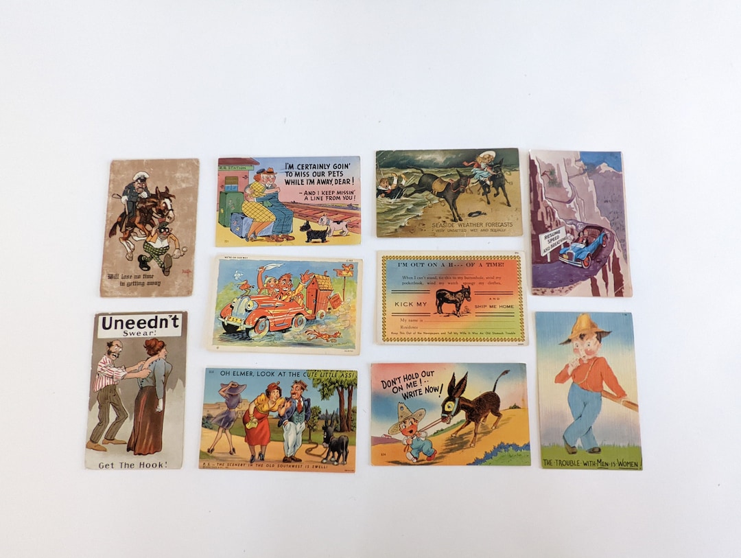 1909-1940 Comedy Postcards Lot of 10 Vintage Racy Novelty Cards Comical ...