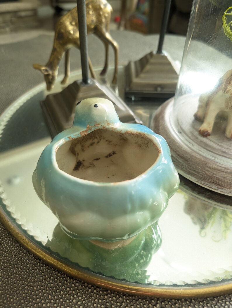 Frog Planter: VTG MCM Blue Green Ceramic Mini Plant Pot - Etsy